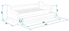 Dětská postel nebo gauč s výsuvnou postelí DAVID 190x80 cm Bílá Bílá