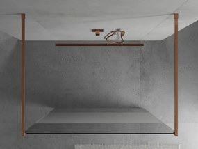 Mexen Kioto, průchozí sprchová zástěna 100 x 200 cm, 8mm čiré sklo/námraza, 2x růžové zlato stabilizační rozpěra, 800-100-002-60-35