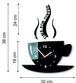 Nástenné hodiny  šálka, 3D zrkadlové nálepky  I SENTOP FL-z16-YELLOW-1018