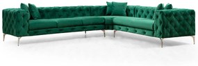 Designová rohová sedačka Rococo zelená - levá