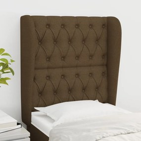 Čelo postele typu ušák tmavě hnědé 83 x 23 x 118/128 cm textil 3118269