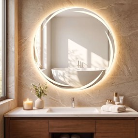 HOMCOM kulaté LED koupelnové zrcadlo Ø 60 cm, stmívatelné