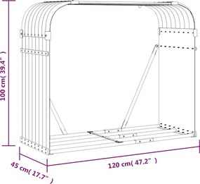 vidaXL Stojan na dřevo 120 x 45 x 100 cm pozinkovaná ocel [364553] Barva: Hnědá