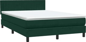 Box spring postel s matrací a LED tmavě zelená 160x220 cm samet 3317130
