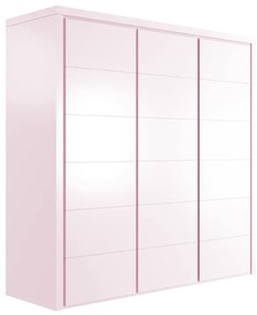 BAMI Třídveřová šatní skříň s policemi a šatními tyčemi SIMONE růžová