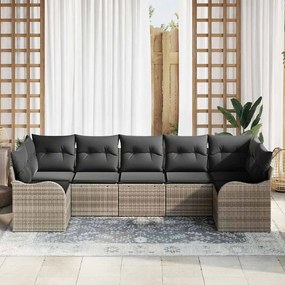 Sada zahradních pohovek 7 pcs Světle šedá Poly ratan 3345852