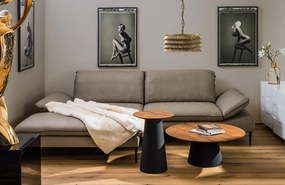 OnaDnes -20% Hnědý dubový odkládací stolek Marco Barotti 45 cm s koženou podnoží