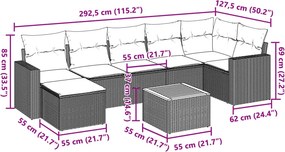 8dílná zahradní sedací souprava s poduškami černá polyratan 3224228