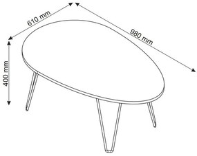 Oválný konferenční stolek Prado, dub sonoma