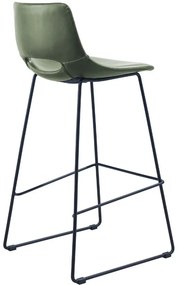Zelená koženková barová židle Kave Home Zahara 76 cm