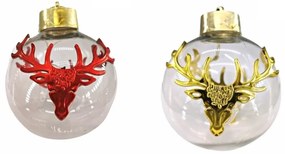 Ozdoba na vánoční stromeček, koule, jelení hlava, 8cm Barva: Zlatá