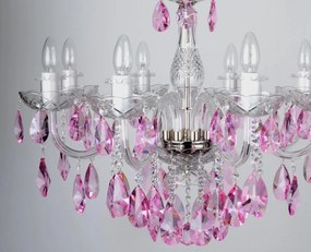 8 Arms Crystal chandelier with smooth glass arms &amp; Cut violet fuchsia almonds