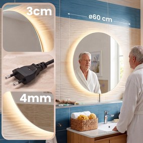 Koupelnové zrcadlo Vendula 60 cm – čiré sklo