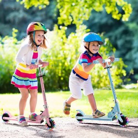 Costway Dětská koloběžka s LED koly a sklopnými řídítky, výškově nastavitelná