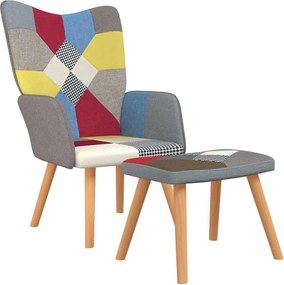Relaxační křeslo se stoličkou patchwork textil 328184