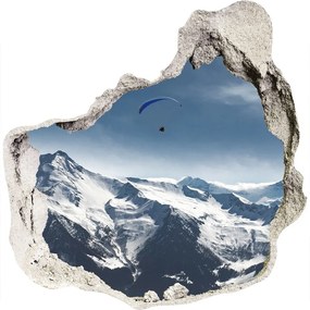 Wallmuralia Díra 3D ve zdi nálepka Paragliding Alpy 75x75 cm