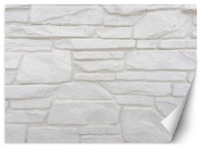 Fototapeta, Bílá kamenná zeď cihla - 200x140 cm