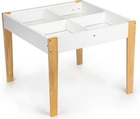 Ecotoys Dětský dřevěný stůl s tabulí a dvěma židličkami