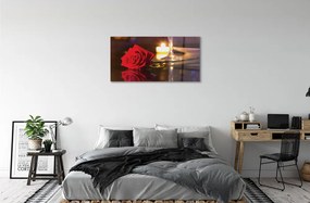 akrylový obraz Rose svíčka sklo 100x50 cm