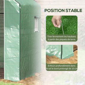 Zahradní skleník Outsunny s 3 police, balkonový skleník, zesílený tarp 135 g/m², ocelový rám, rolovací zipová vrata, pro zeleninu, rostliny a květiny…
