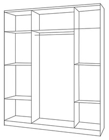 Třídveřová šedobílá šatní skříň do dětského pokoje SVEN 2, úchytky - šířka 120 cm, dub sonoma