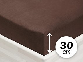Jersey napínací prostěradlo na vysokou matraci JR-026 Čokoládově hnědé 160 x 200 - výška 30 cm