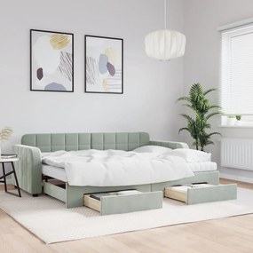 Válenda s přistýlkou a zásuvkami světle šedá 80 x 200 cm samet 3196994