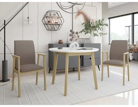 Rozkládací stůl se 2 židlemi - AL25, Barva dřeva: bílá, Potah: Zetta 297