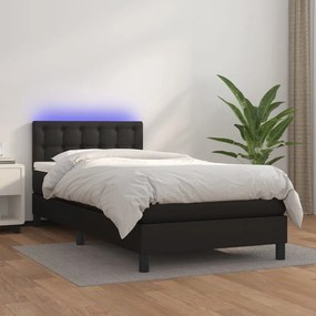 vidaXL Box spring postel s matrací a LED 80x200 cm umělá kůže [3134190] Barva: Černá