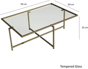 Konferenční stolek SUN 35x94 cm zlatá/čirá