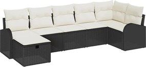 Set pohovek 7 ks Černá a krémová polyratan 3359096