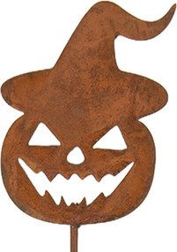 Rustikální rezavý zápich dýně Halloween Rust - 8*1*43 cm