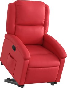 Zvedací polohovací křeslo červené umělá kůže 3204231