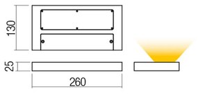 Redo 01-3016 nástěnné LED svítidlo Lamina pískově černé, 30W, 3000K, 26cm