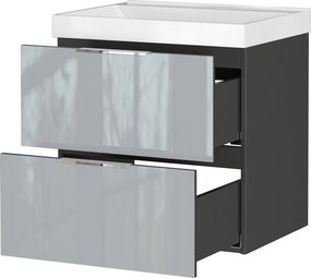 Šedá lesklá závěsná skříňka pod umyvadlo 61x65 cm Celano – Germania
