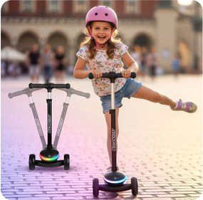Ricokids Leddi tříkolová LED balanční koloběžka pro děti - černá