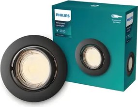 Philips Peridot černá O9 cm / Vestavné svítidlo / GU10 / 7W / IP20