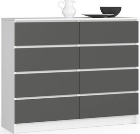 Komoda K120 8SZ bílá/grafitová šedá