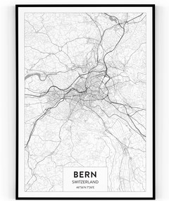 Obraz Mapa Bern 30 x 40 cm - napnuté plátno na dřevěném rámu