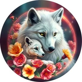 BLUEBIRD Kulaté puzzle Bílí vlci / 501 dílků / průměr cca 45 cm