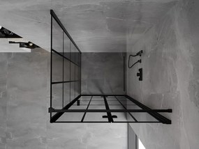 Mexen Mist-F T, 1-křídlý ​​skládací sprchový kout pravý 75 x 75 cm, čiré sklo-černá mřížka, 8A6T-075-075-70-77-P