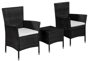 vidaXL Marketos 3dílný bistro set polyratan černý