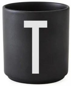 Hrnek s písmenem T, černá Design Letters