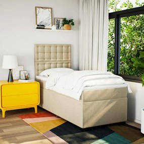 Box spring postel s matrací krémová 90x190 cm textil 3290362