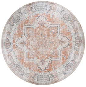 Kulatý žinylkový koberec Ajver 200 cm, oranžová/modrá