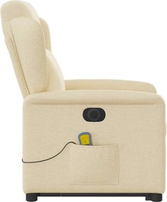 Elektrické zvedací masážní polohovací křeslo krémové textil 3303172
