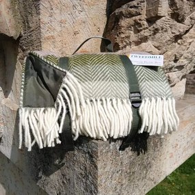 Pikniková vlněná deka Polo Botanical Stripe, 183x150 cm Tweedmill