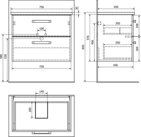 Aqualine Vega umyvadlová skříňka 72 cm bílá VG073 Koupelny Bernold