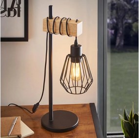 Eglo 780173 - Stolní lampa TABODI 1xE27/40W/230V borovice/černá