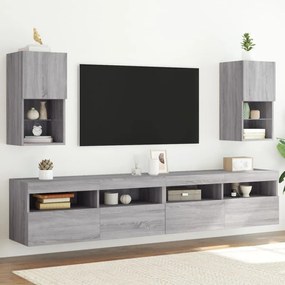 TV skříňky s LED osvětlením 2 ks šedé sonoma 30,5 x 30 x 60 cm